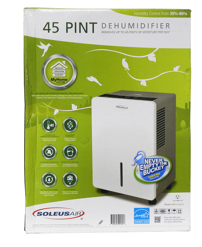 Soleus Air REFURBISHED Dehumidifier, 45 Pint, 8.5 Pint Bucket, Garden