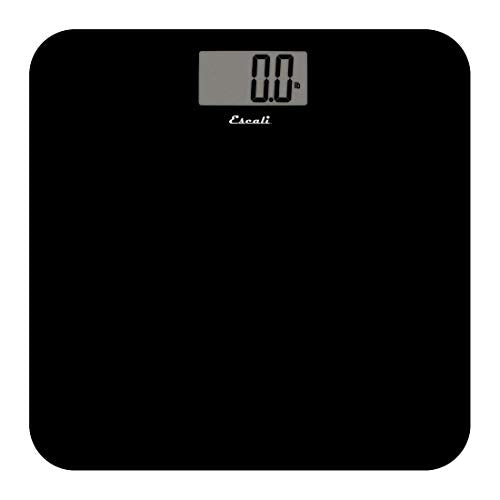 Escali Digital Glass Slim Bathroom Body Scale, Black