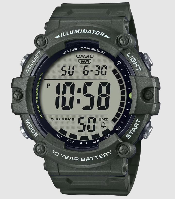 Casio Illuminator Extra Long Strap Men's Digital Watch - Black Face, G