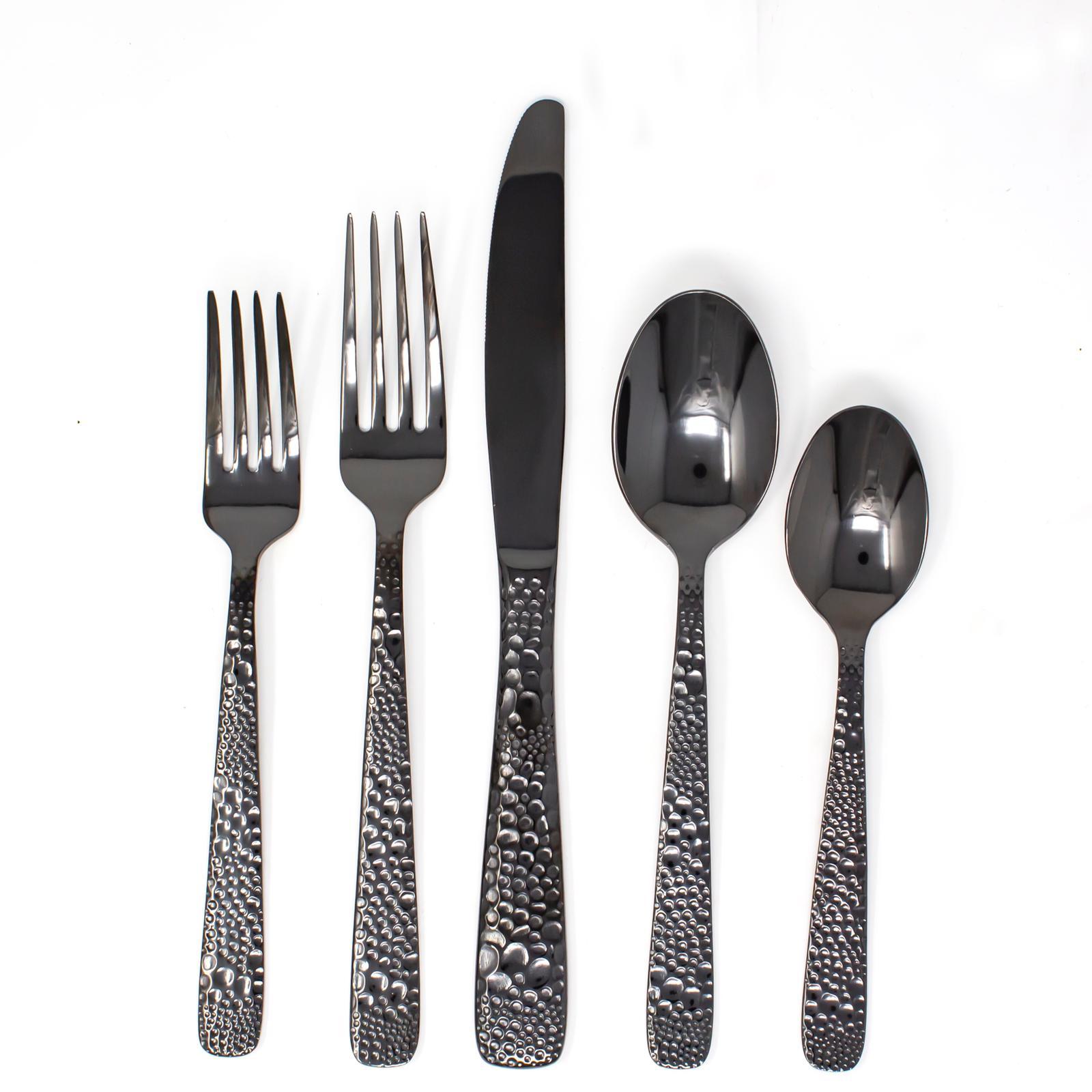 David Shaw Black 18/10 SS Flatware, Alligator, 20 Piece Set